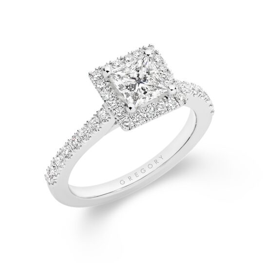 Princess Cut Halo Diamond Engagement Ring - Gregory Jewellers