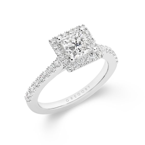 Princess Cut Halo Diamond Engagement Ring - Gregory Jewellers