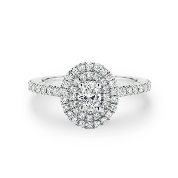 Oval Shape Double Halo Diamond Engagement Ring - A2368