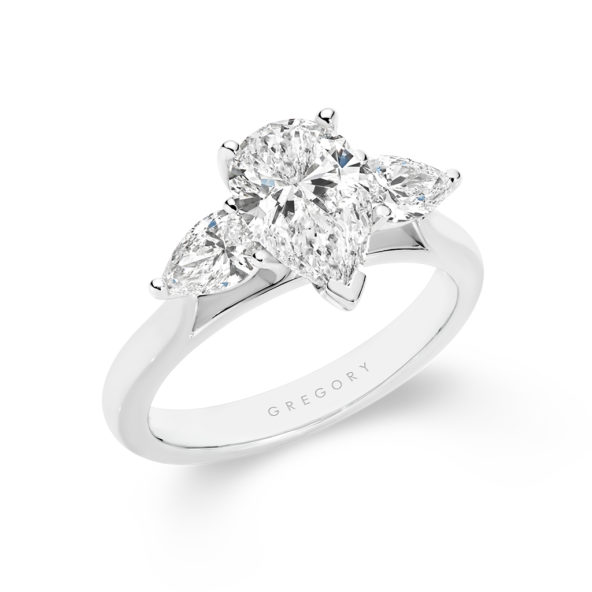 Trilogy Pear Shape Diamond Engagement Ring - Gregory Jewellers