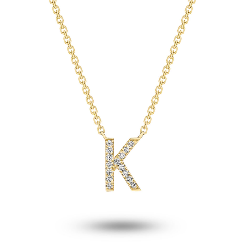 18K Diamond Set Initial K Necklace