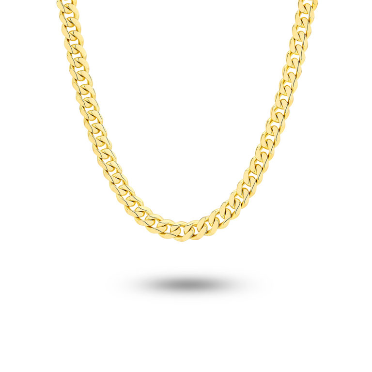 9K Yellow Gold Half Round Curb Link Chain 61 cm