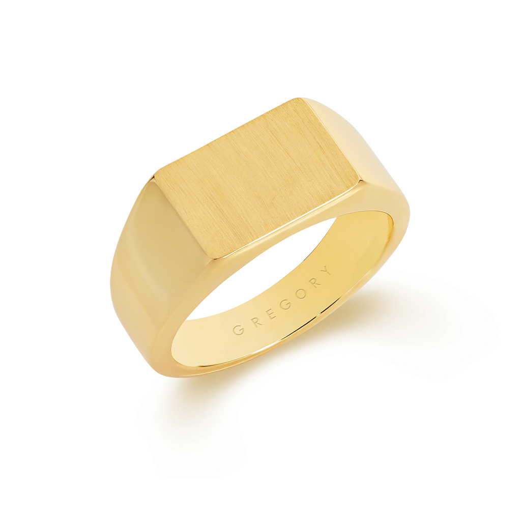 9K Yellow Gold Plain Rectangle Signet Ring