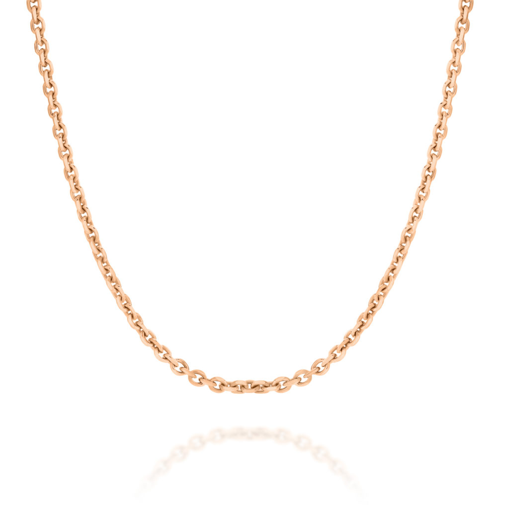 18K Rose Gold Trace Link Diamond Cut Chain - Small | Gregory Jewellers