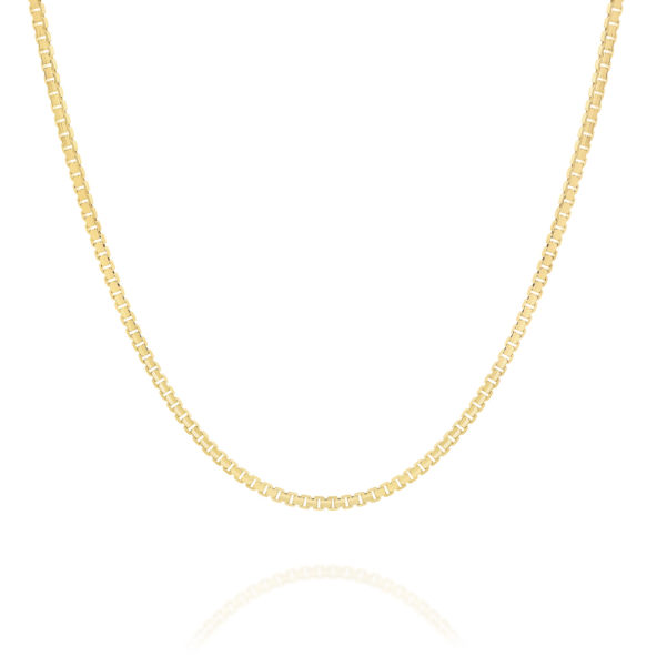 18K Yellow Gold "V" Cut Box Link Polished Finish Chain - Small