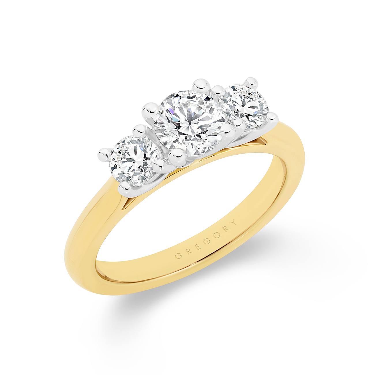 Trilogy Round Brilliant Cut Diamond Engagement Ring