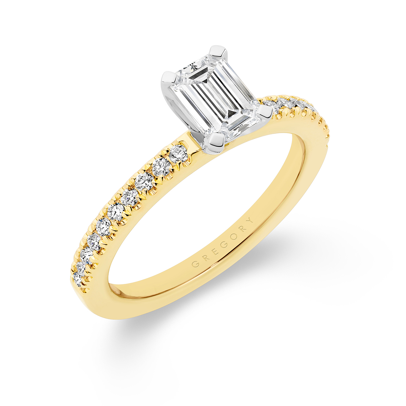 Emerald Cut Diamond Band Engagement Ring