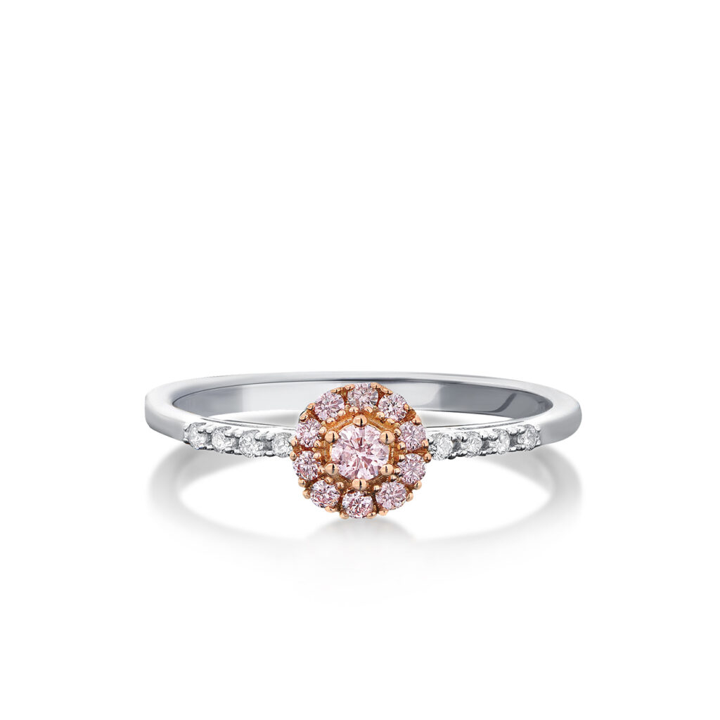 Pink & White Diamond Blush Rose Ring