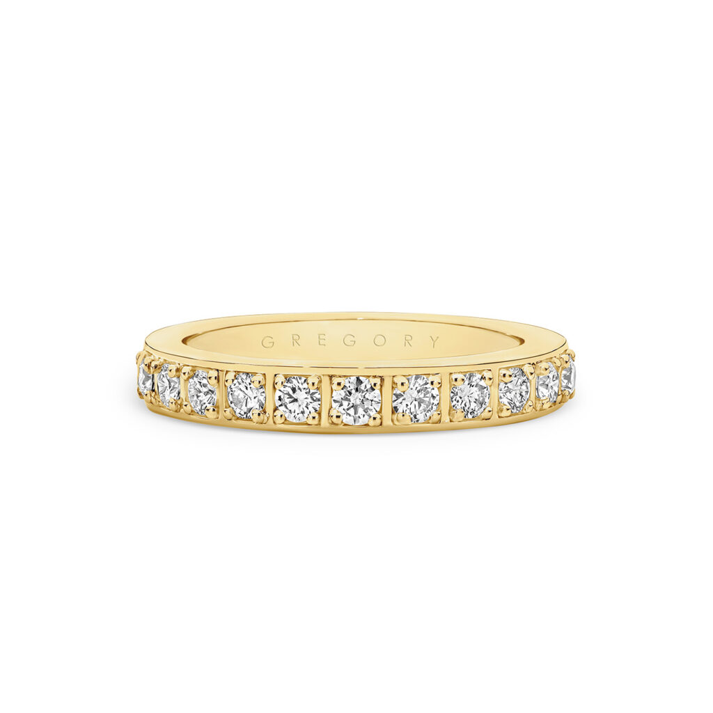 18K Yellow Gold Bead Set Round Brilliant Diamond Band-Small - Gregory ...