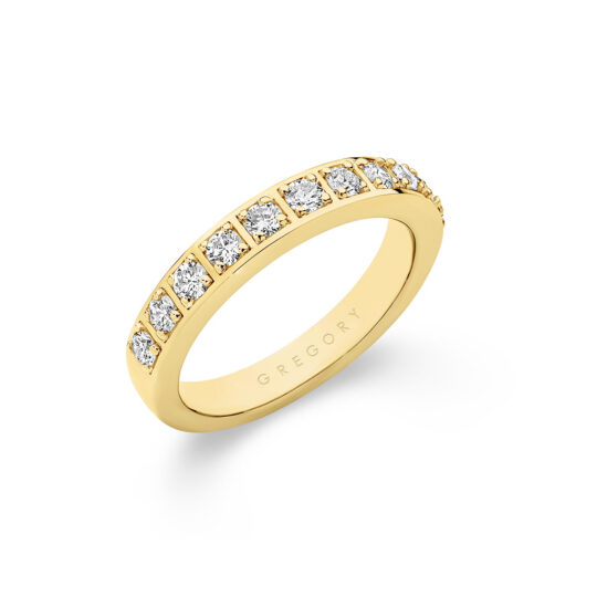 18K Yellow Gold Bead Set Round Brilliant Diamond Band-Small - Gregory ...