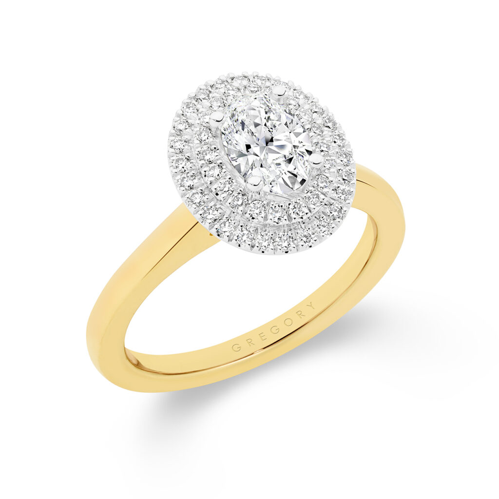 Oval Shape Double Halo Diamond Engagement Ring