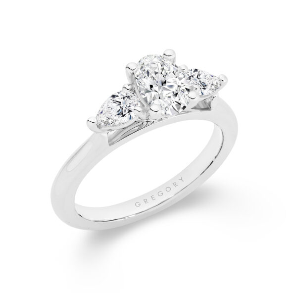 Trilogy Oval & Pear Diamond Engagement Ring - Gregory Jewellers