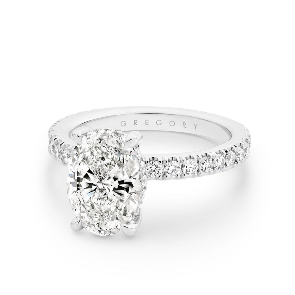 Oval Shape Diamond Band Engagement Ring - Gregory Jewellers