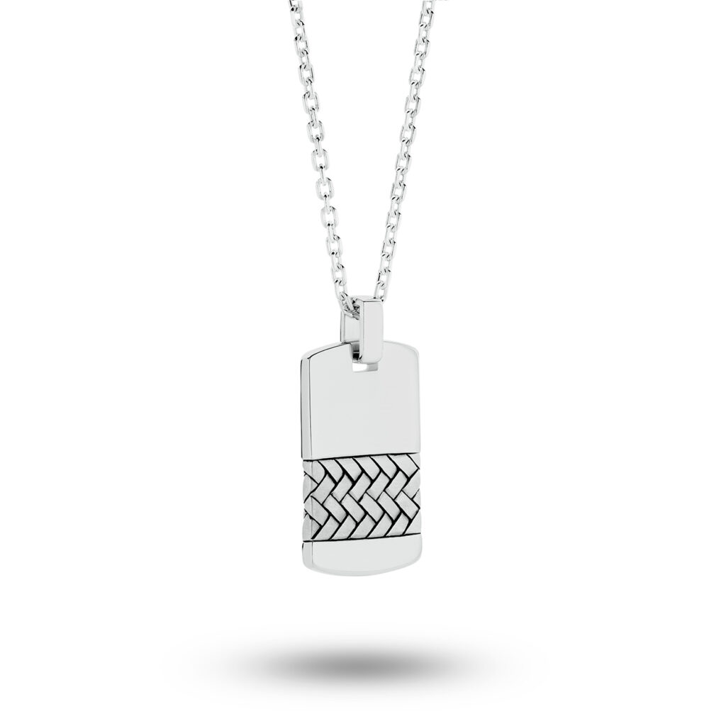 Sterling Silver Chevron Tag Necklace