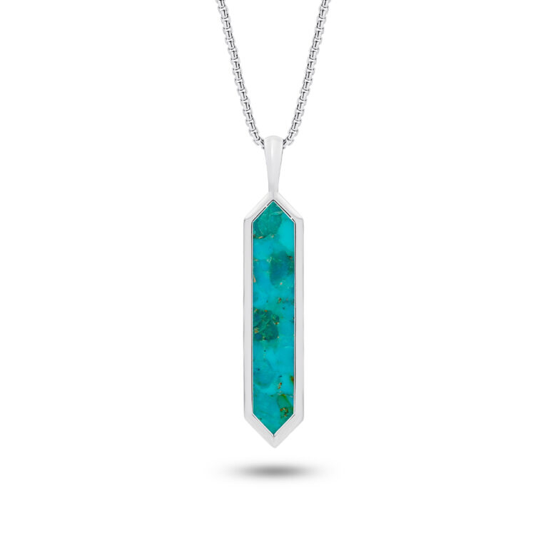 Sterling Silver & Reconstructed Turquoise Pointed Necklace