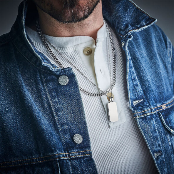 Sterling Silver Chevron Edge Tag Necklace - Gregory Jewellers