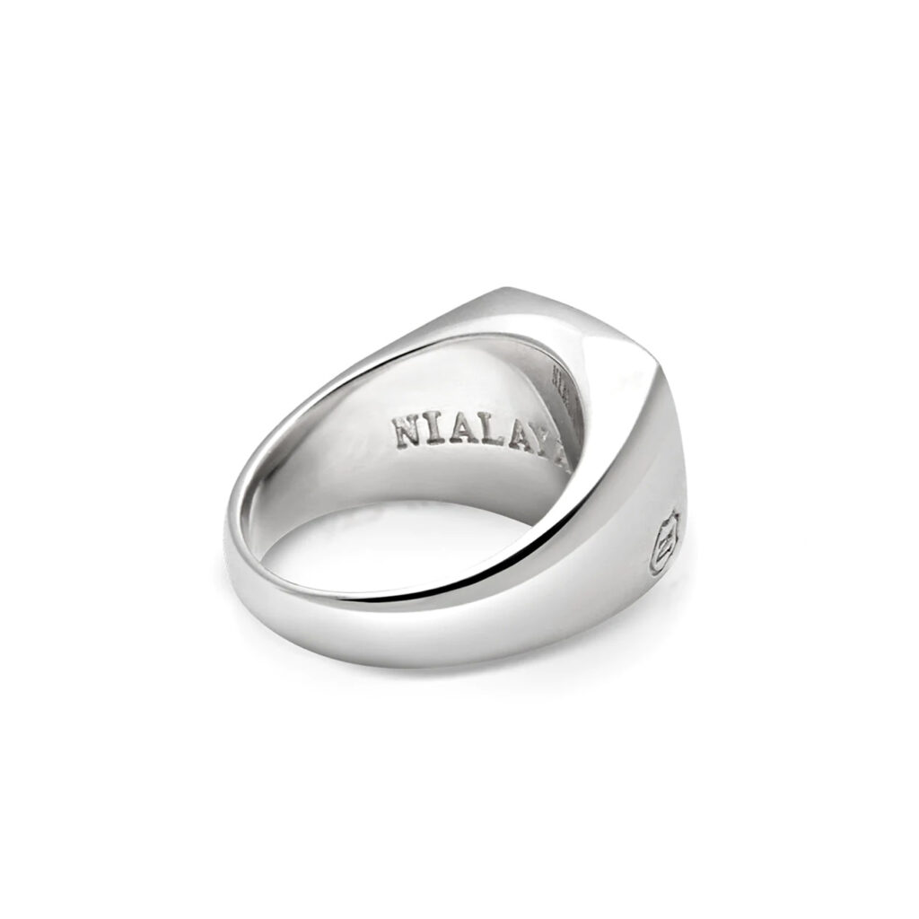 Nialaya Men's Silver Signet Ring with Onyx