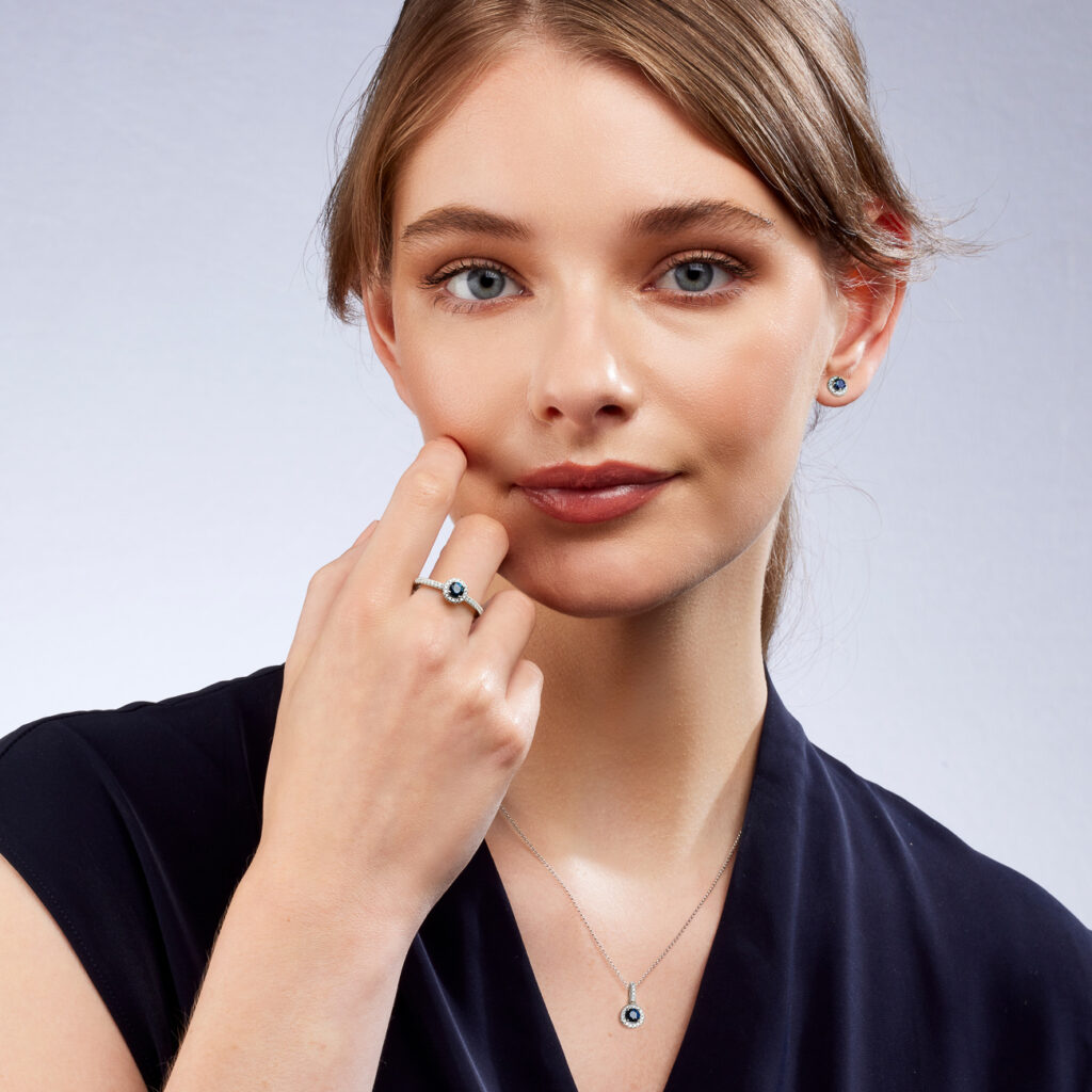 Blue Australian Sapphire & Diamond Clarissa Ring