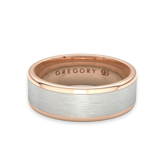 White & Rose Gold Modern Wedding Band - Gregory Jewellers