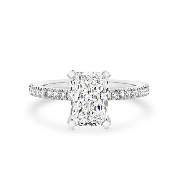 Destiny Radiant Cut Lab Diamond Hidden Halo Engagement Ring