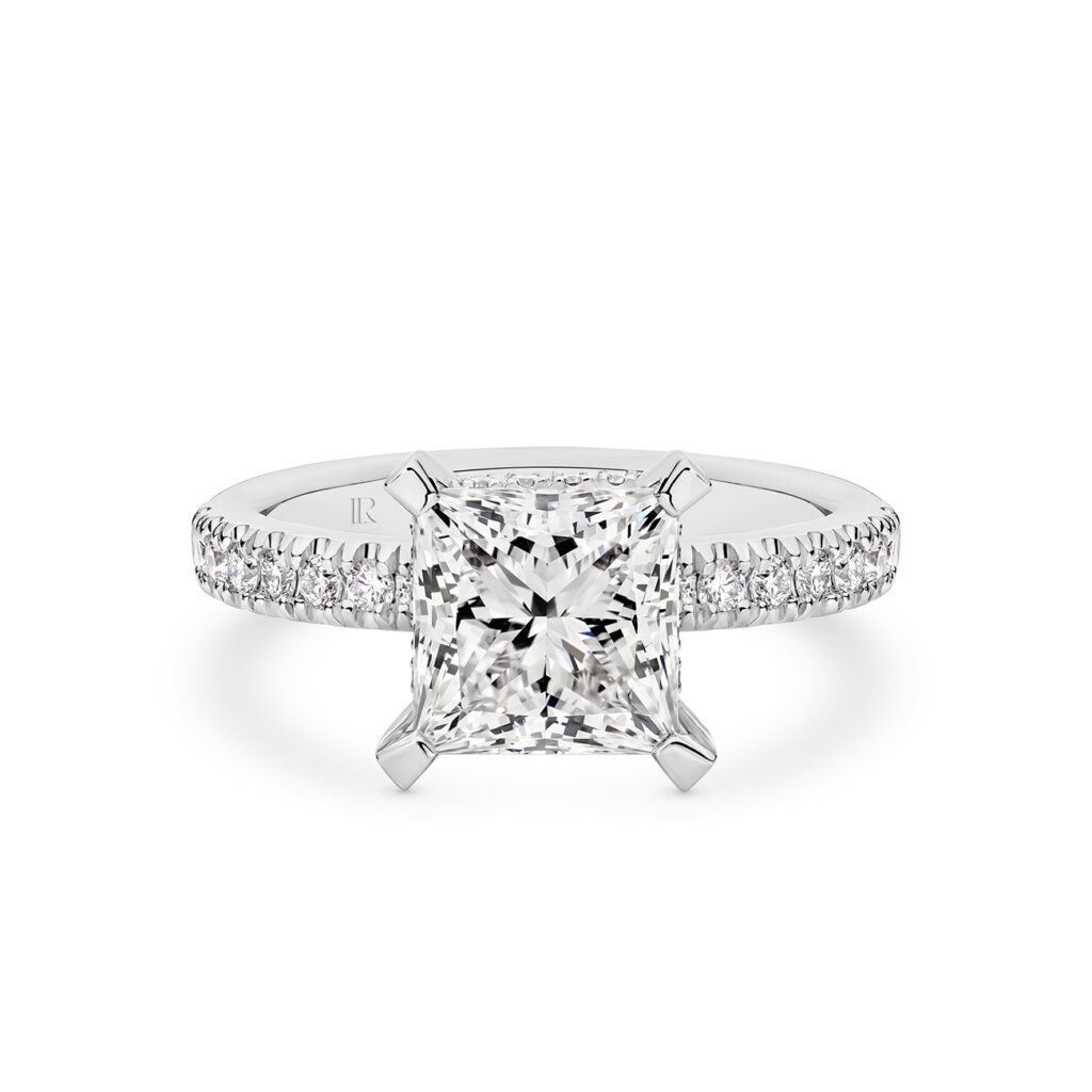 Destiny Princess Cut Lab Diamond Hidden Halo Ring With Shoulder ...