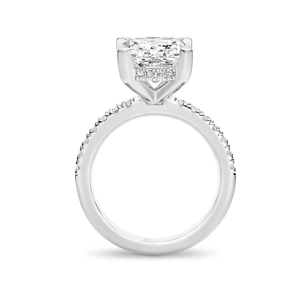 Destiny Princess Cut Lab Diamond Hidden Halo Ring With Shoulder ...