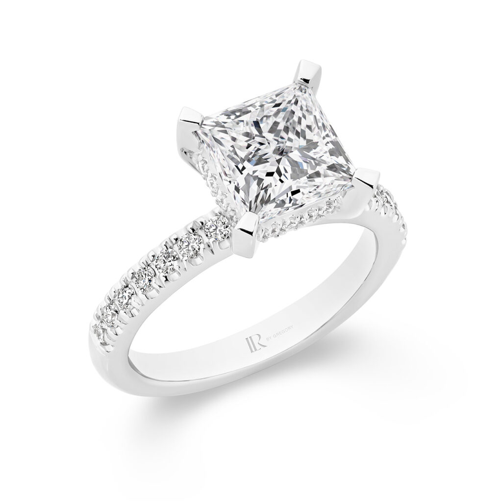 Destiny Princess Cut Lab Diamond Hidden Halo Ring With Shoulder ...