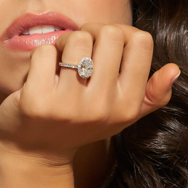 Infinity Oval Brilliant Lab Diamond Halo Engagement Ring