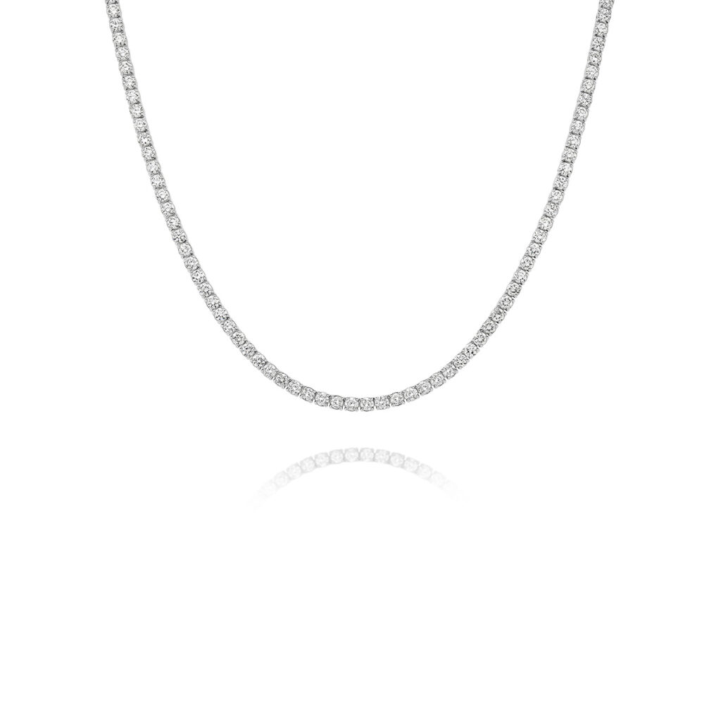 7ct Round Brilliant Lab Diamond Tennis Necklace In 18K White Gold ...