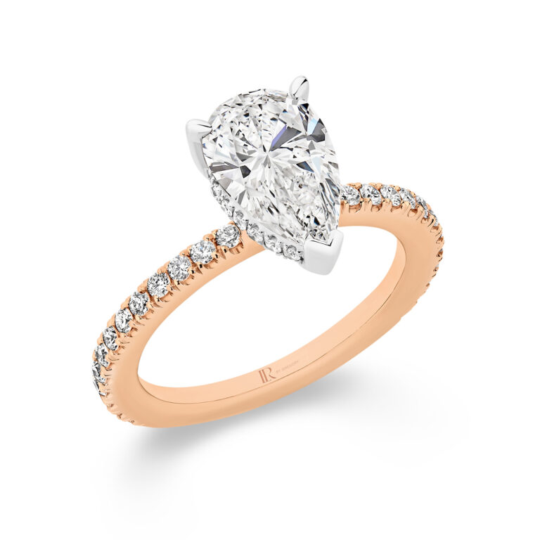 Destiny Pear Brilliant Lab Diamond Hidden Halo Engagement Ring