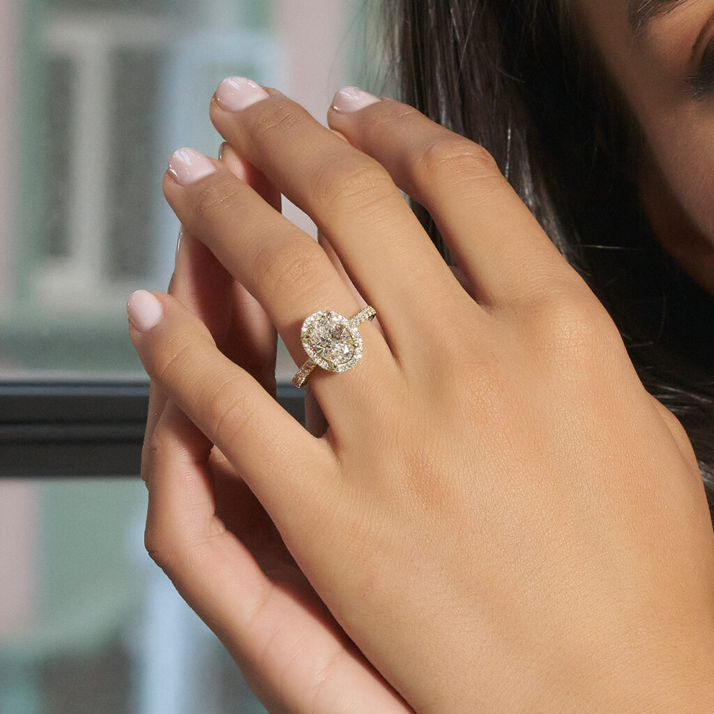 Infinity Oval Brilliant Lab Diamond Halo Engagement Ring