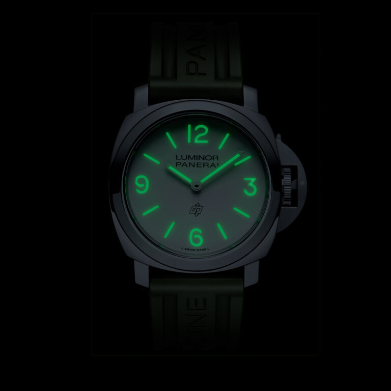 Panerai Luminor Base Logo 44mm - Silver with Green Strap
