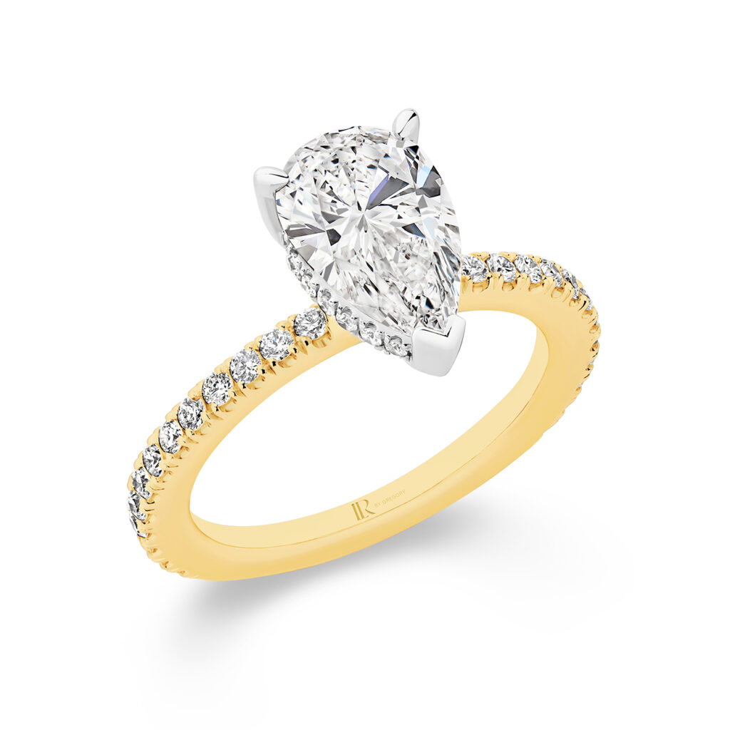 Destiny Pear Lab Diamond Hidden Halo Ring With Shoulder Diamonds In 18K ...