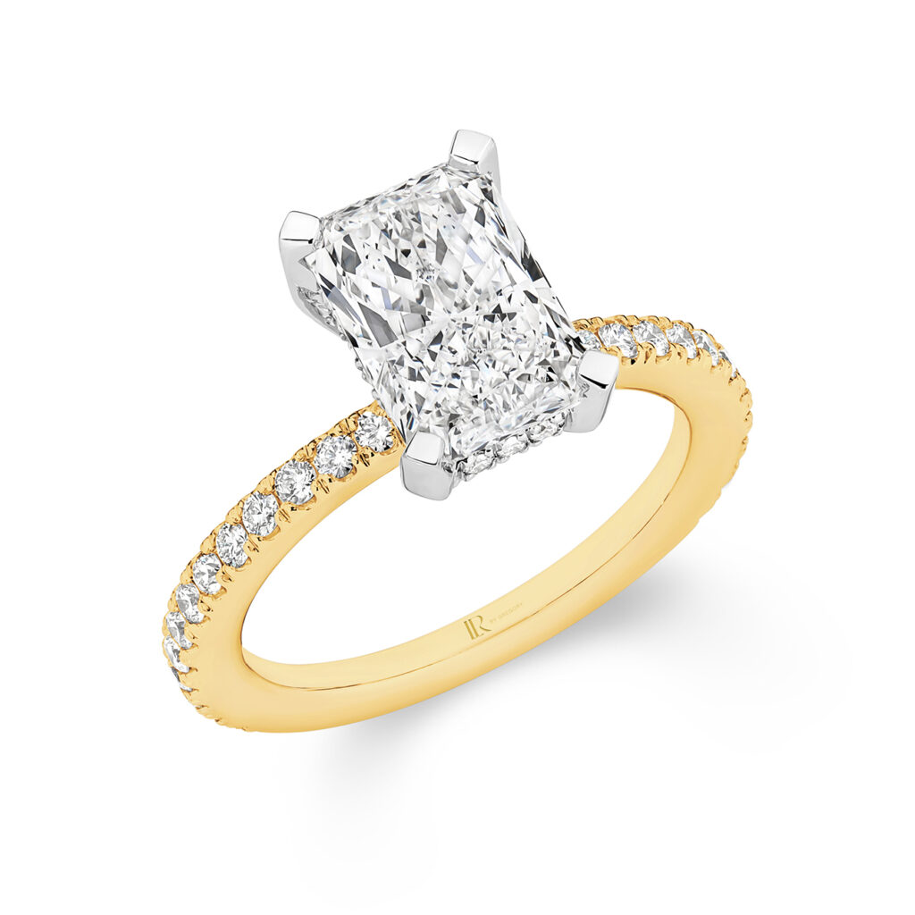 Destiny Radiant Cut Lab Diamond Hidden Halo Engagement Ring