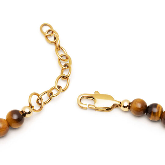 Nialaya Beaded Necklace with Brown Tiger Eye and Gold
