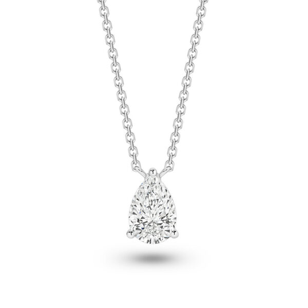 Classic Solitaire Pear Shape Lab Diamond Necklace 1ct