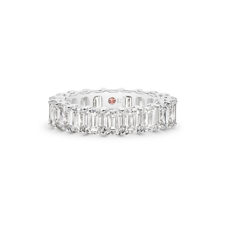 Emerald Cut Lab Diamond Claw Set Eternity Band