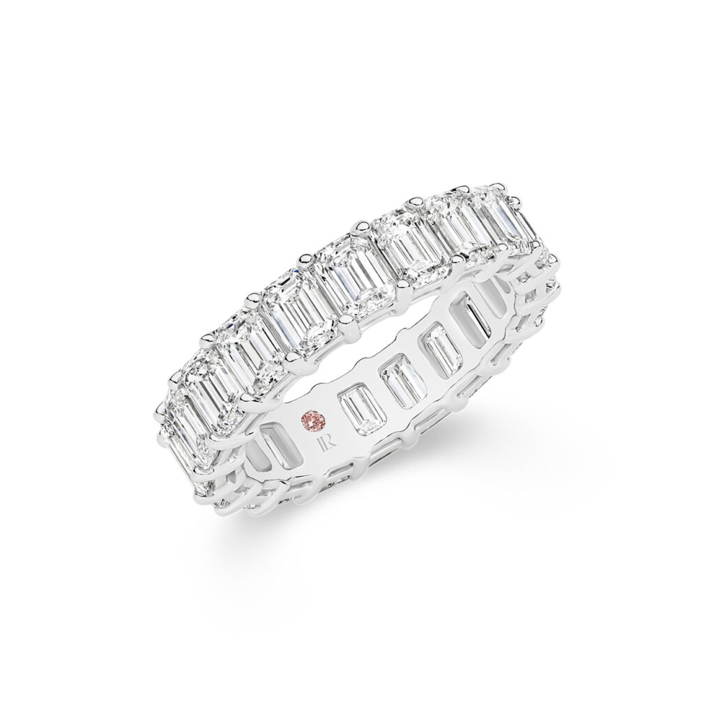 Emerald Cut Lab Diamond Claw Set Eternity Band