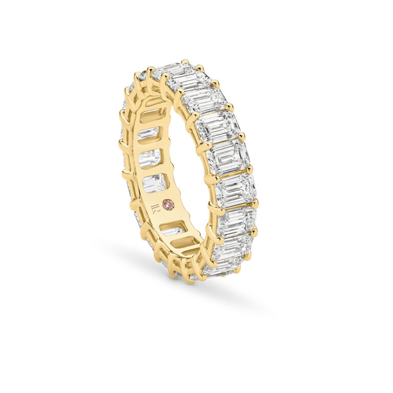 Emerald Cut Lab Diamond Claw Set Eternity Band