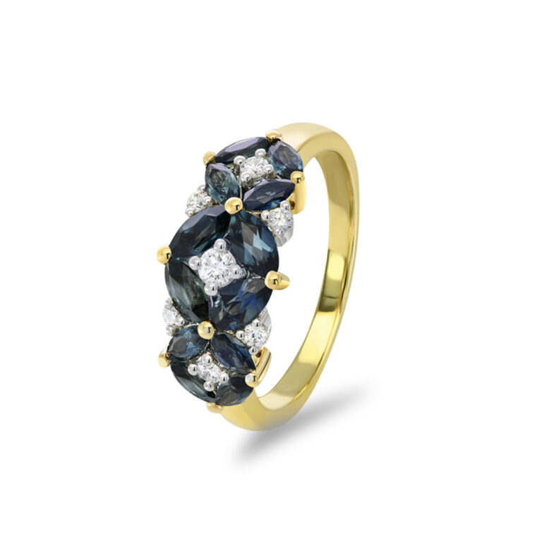Blue Australian Sapphire & Diamond Primrose Ring - Gregory Jewellers