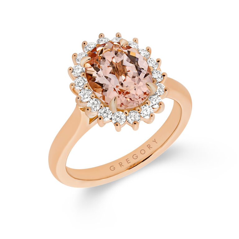 Oval Morganite and Diamond Cluster Ring in 18K Rose Gold - Gregory ...